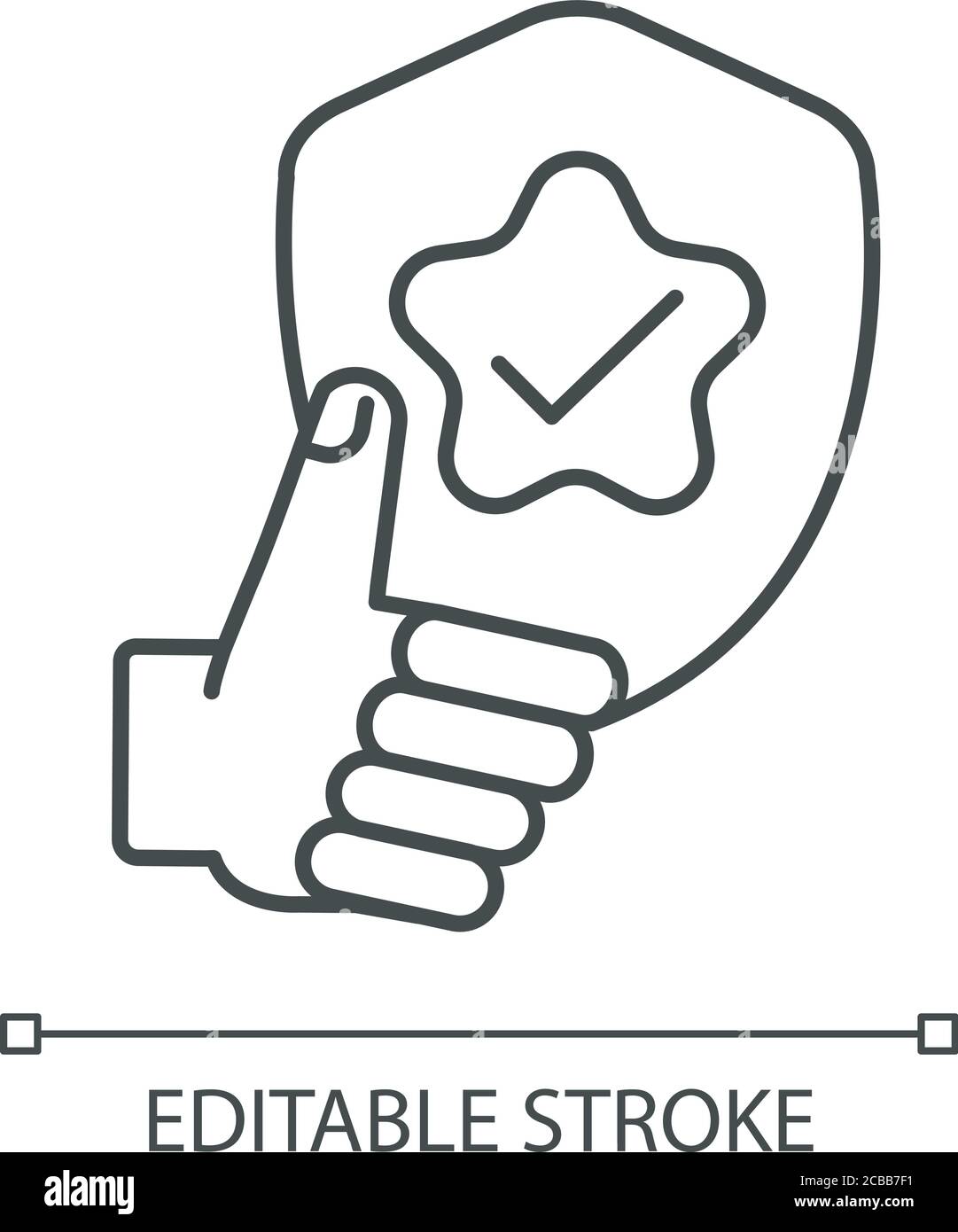 Reliability linear icon. Quality assessment, positive feedback, good ...