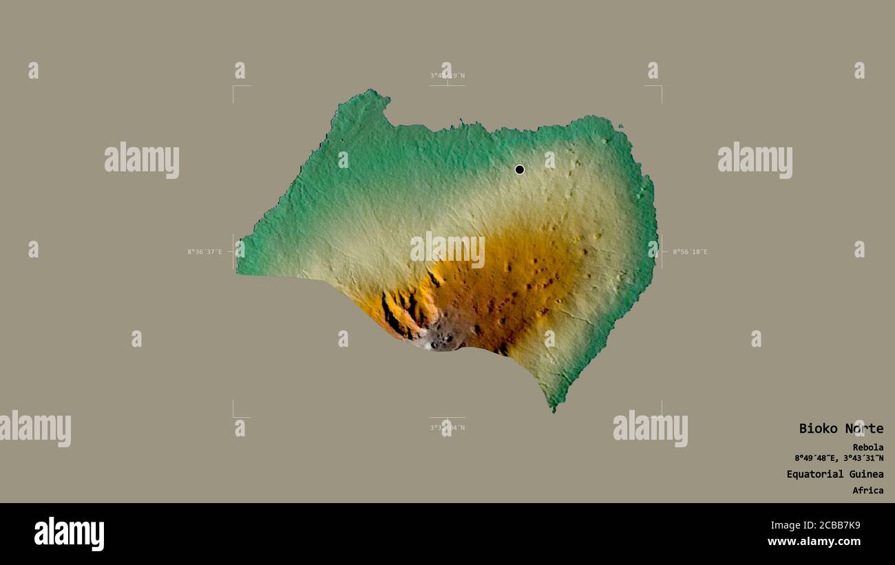 Area of Bioko Norte, province of Equatorial Guinea, isolated on a solid ...