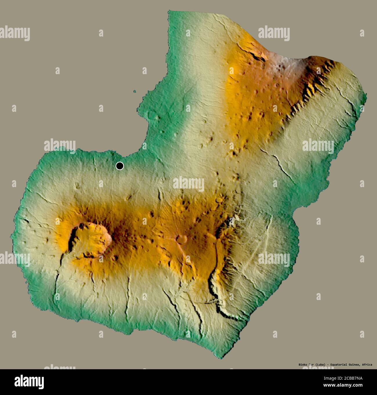Shape of Bioko Sur, province of Equatorial Guinea, with its capital ...