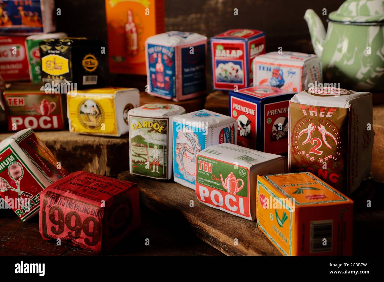Teas from various local brands on display; focus is made to Teh Cap ...