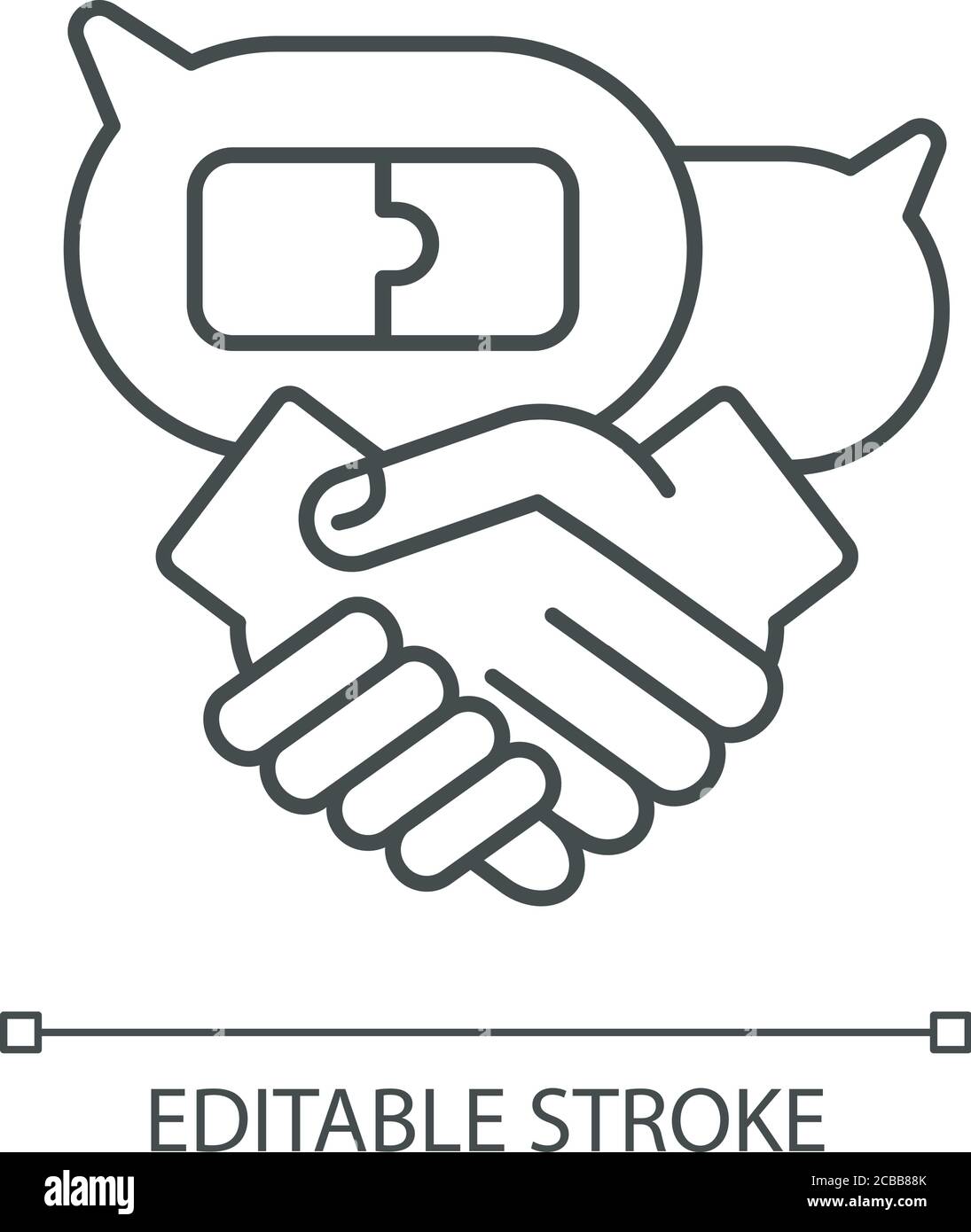 Negotiation skills linear icon. Business partnership, professional ...