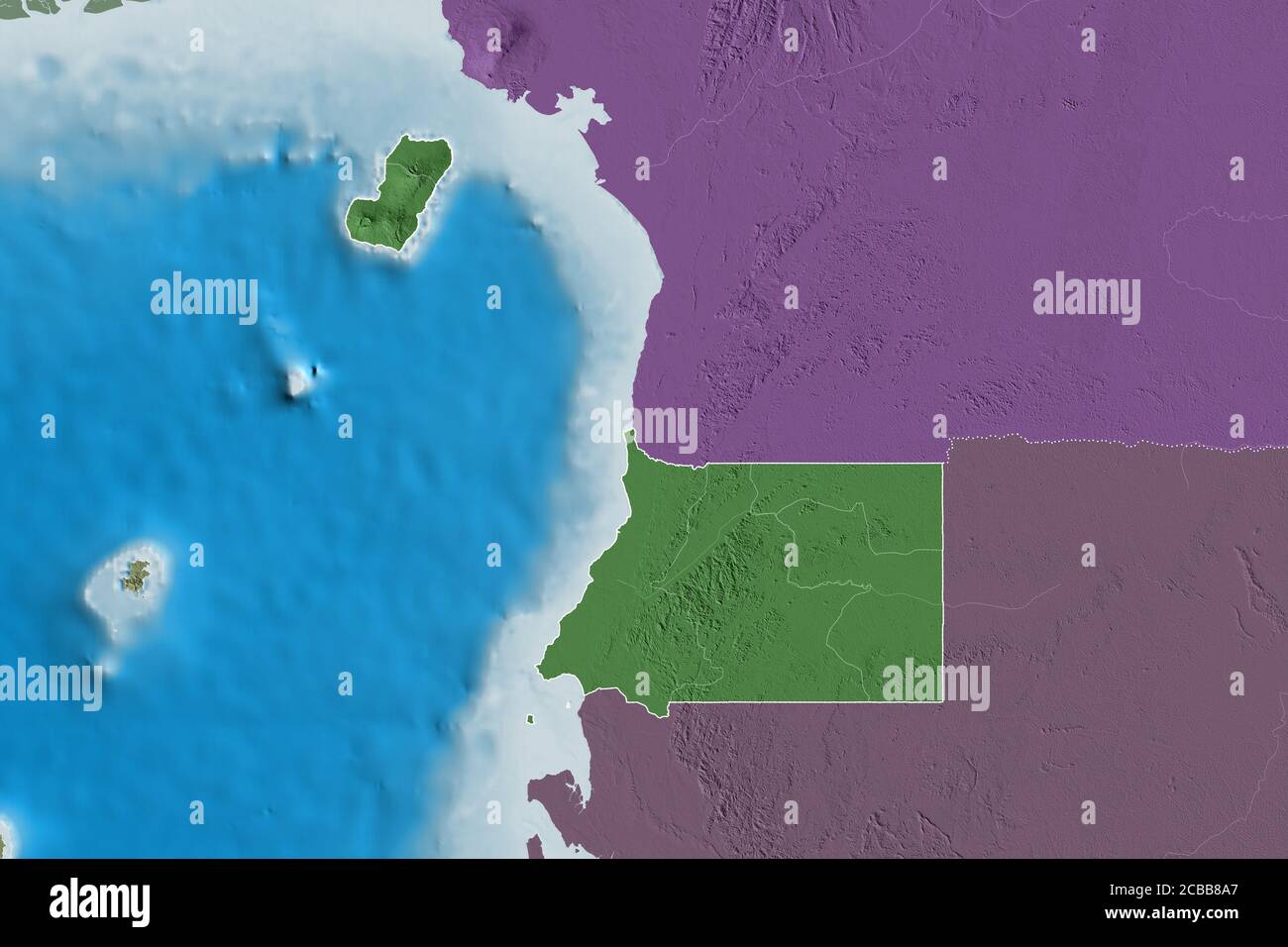 Extended area of Equatorial Guinea with country outline, international ...