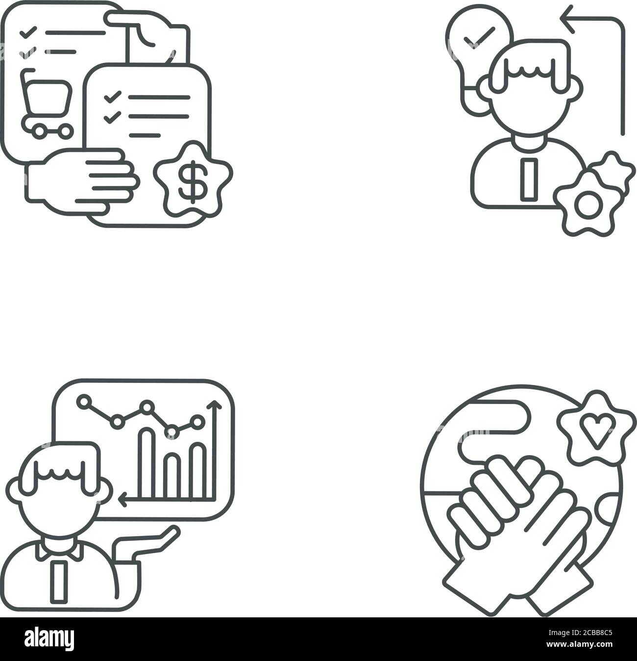 Business skills linear icons set. Customizable thin line contour ...