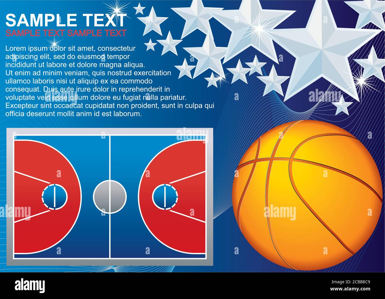 Basketball, ball and basketball field, vector illustration for posters ...