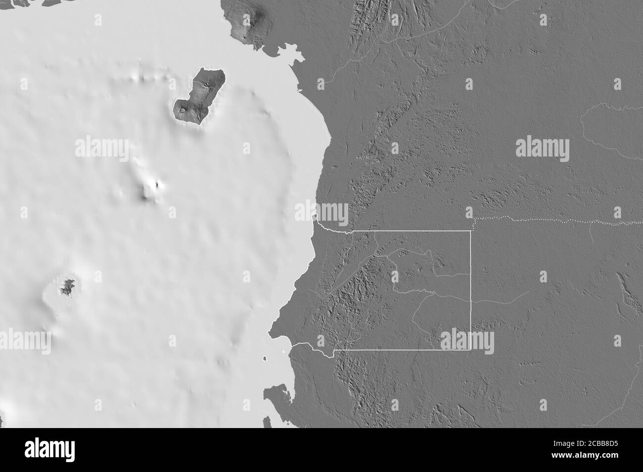 Extended area of Equatorial Guinea with country outline, international ...