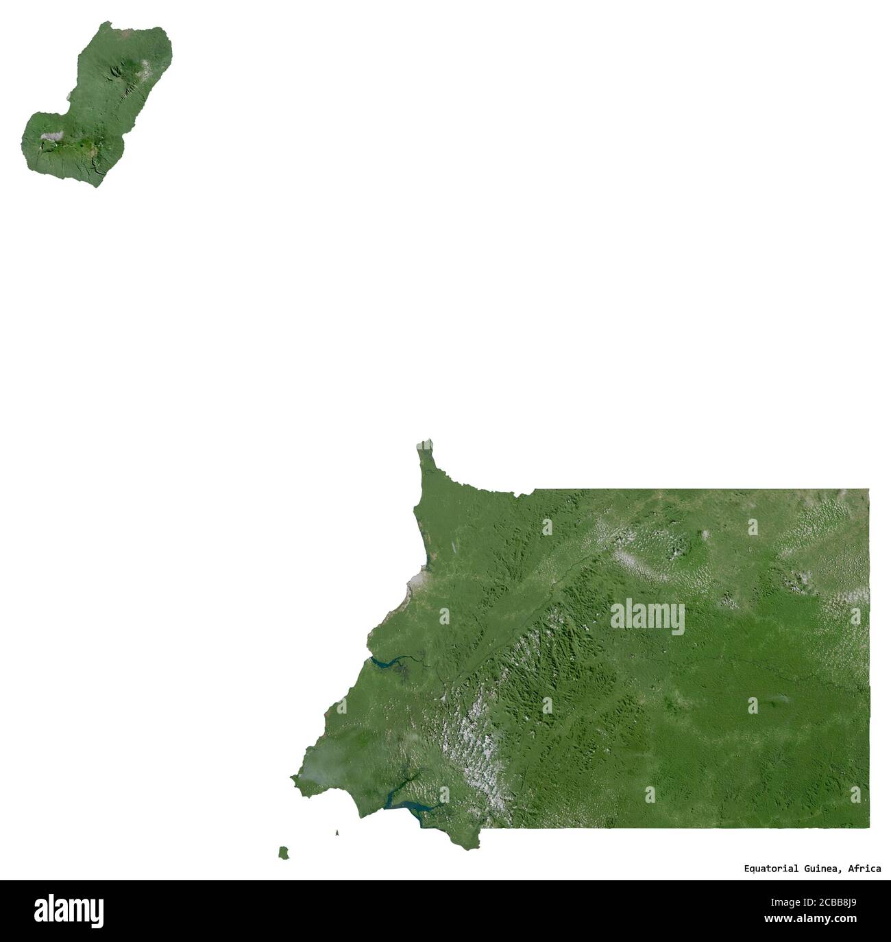 Shape of Equatorial Guinea with its capital isolated on white ...