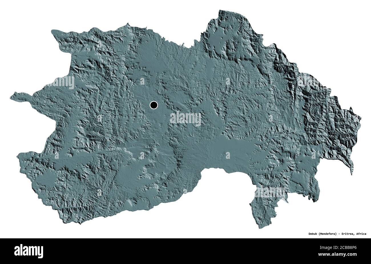 Shape of Debub, region of Eritrea, with its capital isolated on white ...
