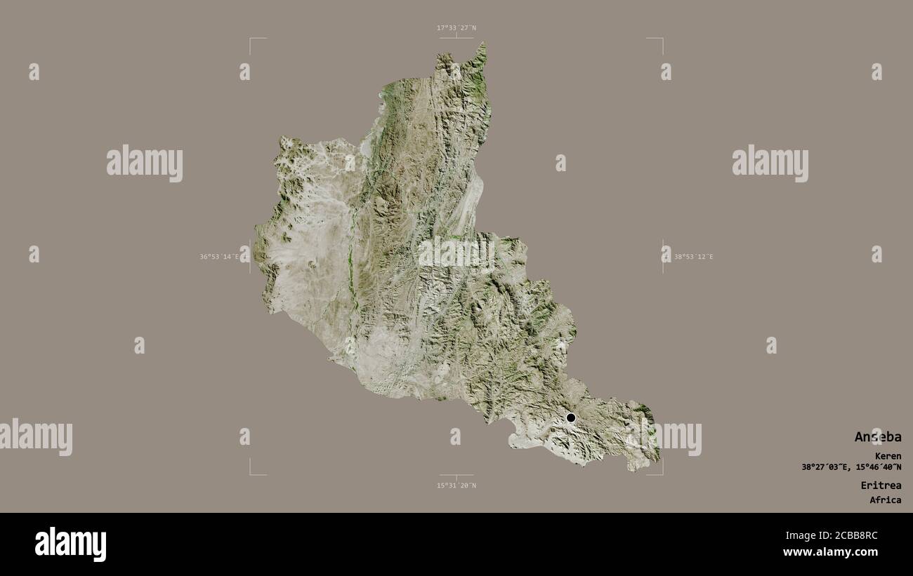 Area of Anseba, region of Eritrea, isolated on a solid background in a ...