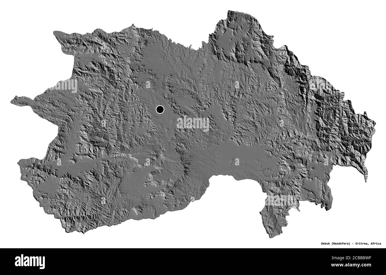 Shape of Debub, region of Eritrea, with its capital isolated on white ...