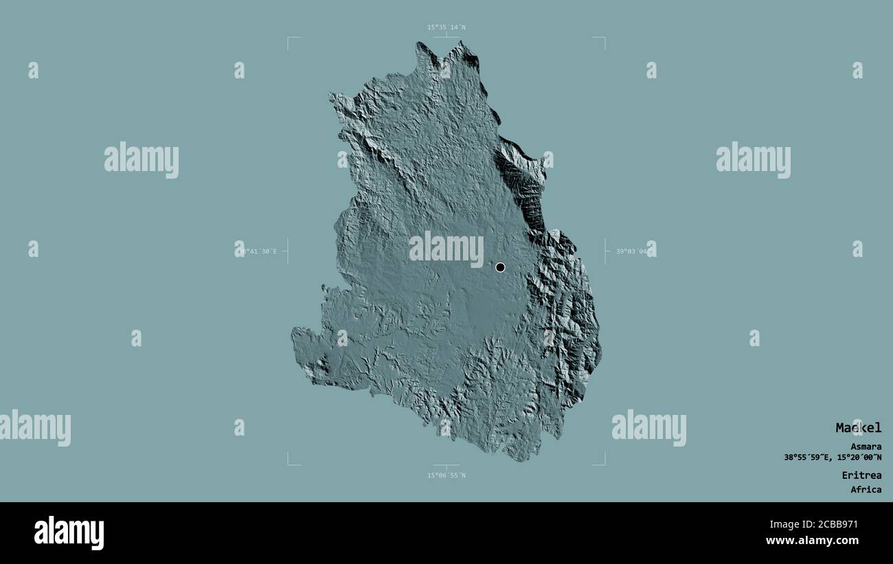 Area of Maekel, region of Eritrea, isolated on a solid background in a ...