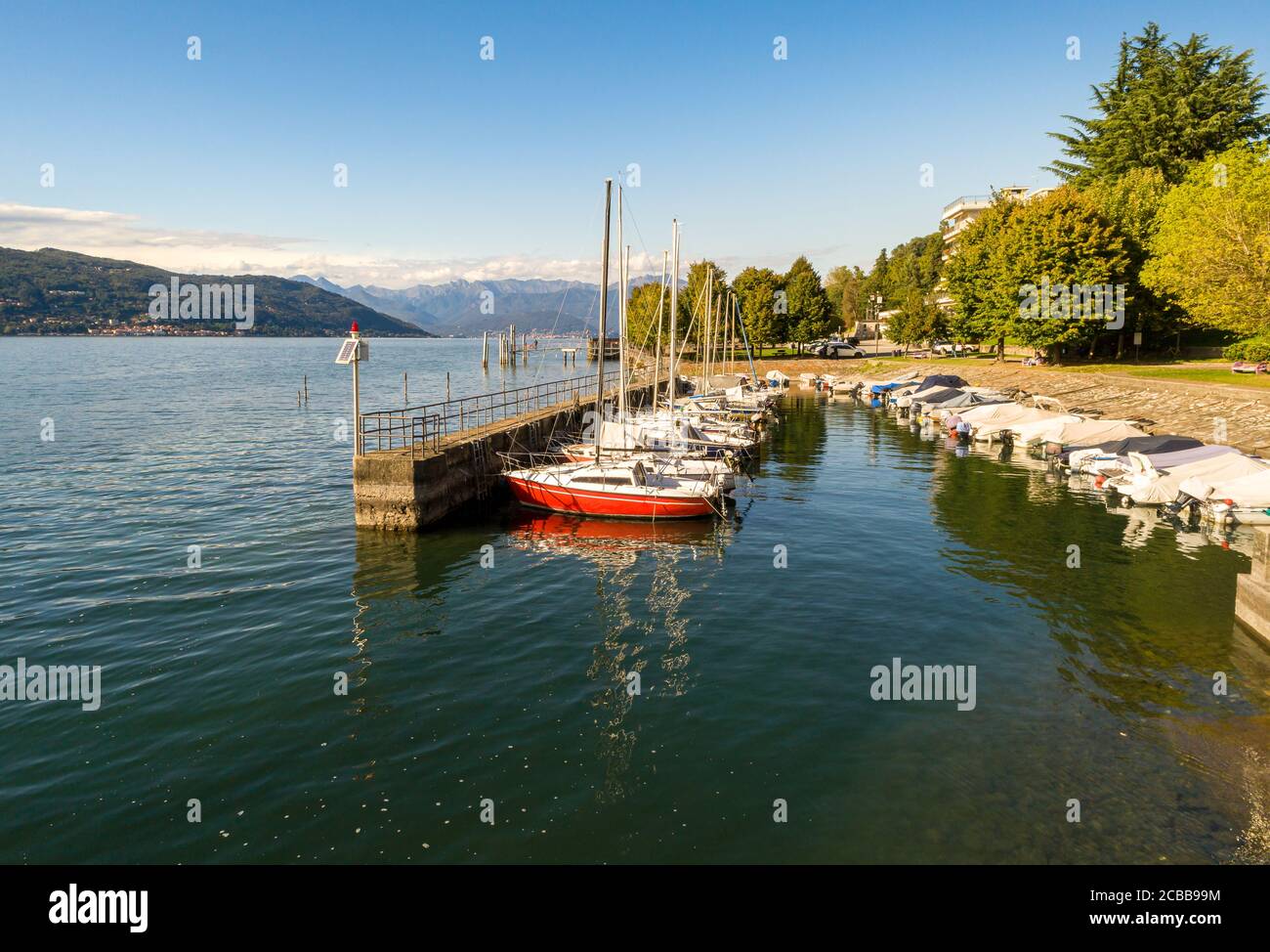 Pier of Ispra on the coast of Lake Maggiore in province of Varese ...