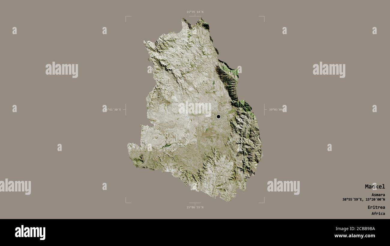 Area of Maekel, region of Eritrea, isolated on a solid background in a ...