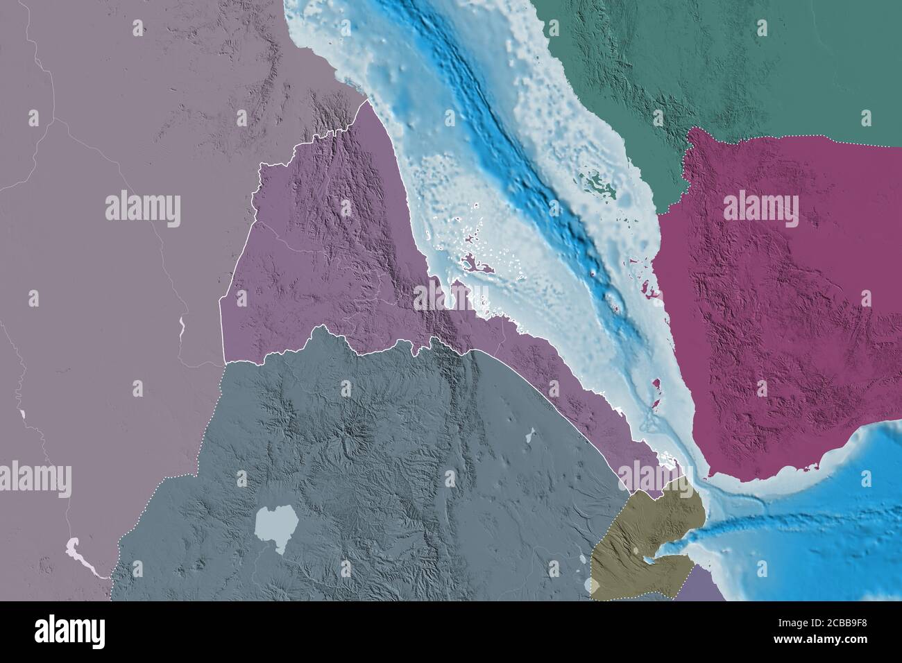 Extended area of Eritrea with country outline, international and ...