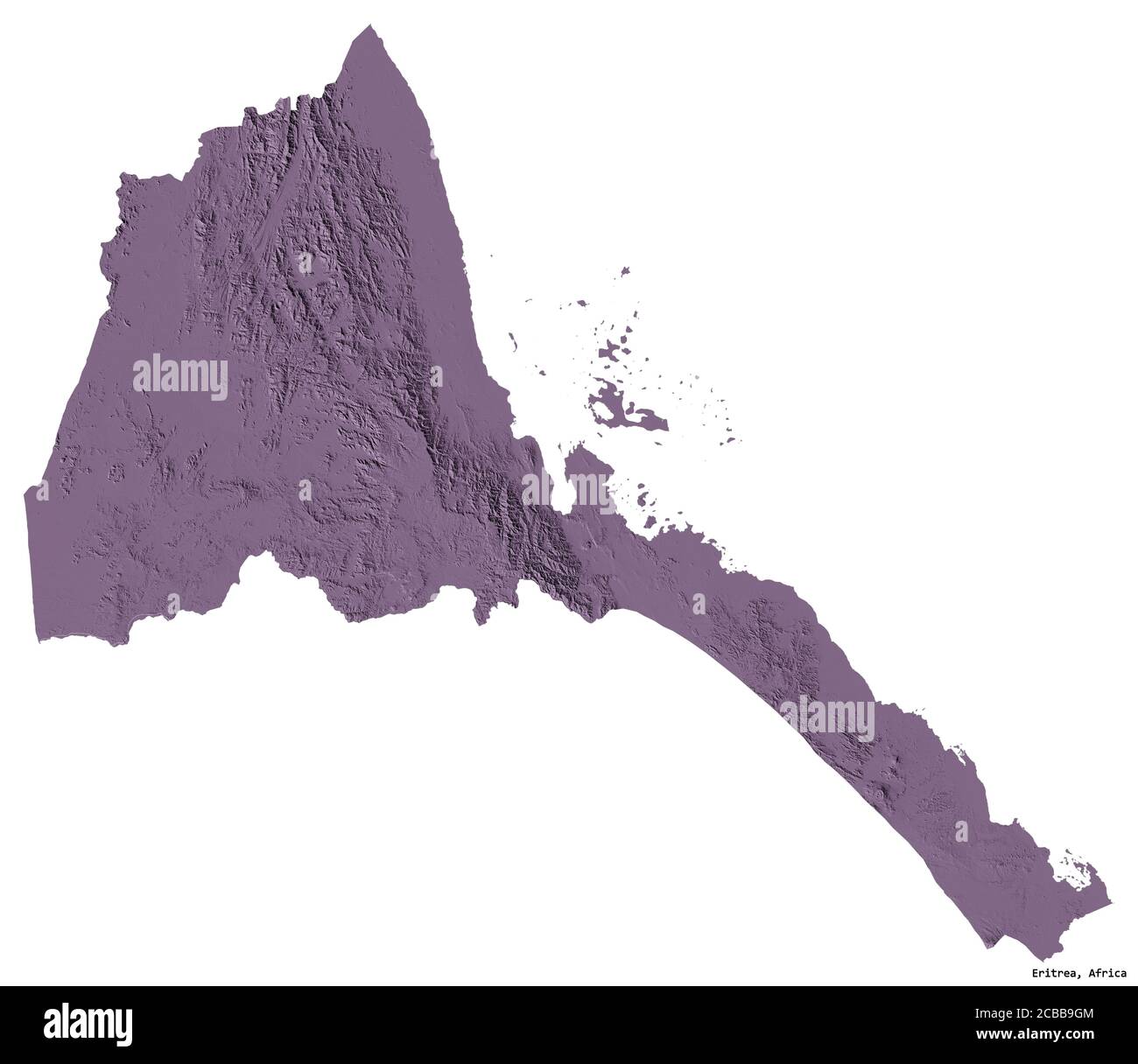 Shape of Eritrea with its capital isolated on white background. Colored ...