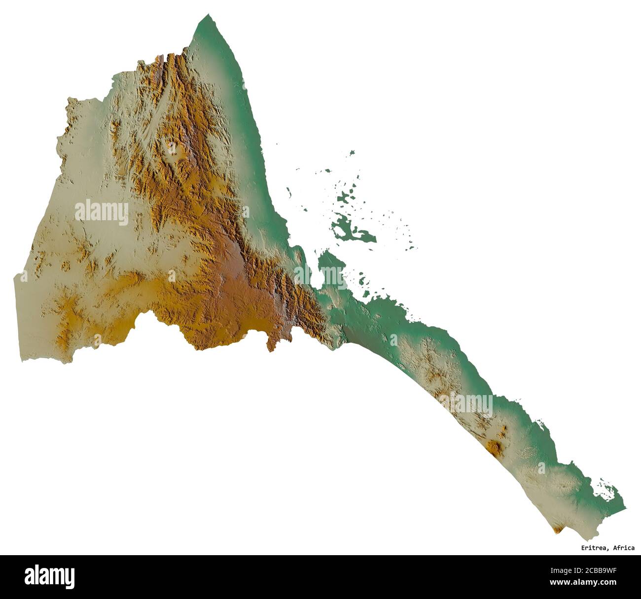 Shape of Eritrea with its capital isolated on white background ...