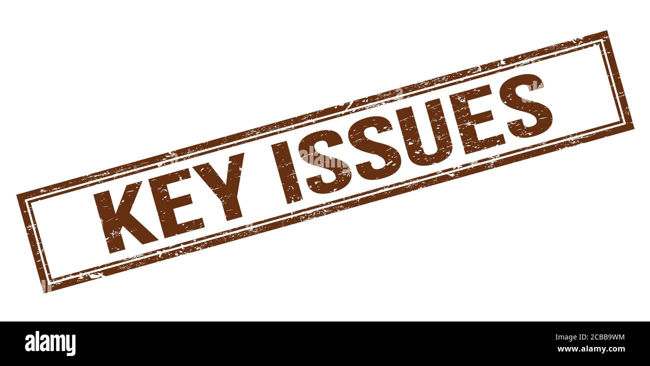 KEY ISSUES brown grungy rectangle stamp sign Stock Photo - Alamy