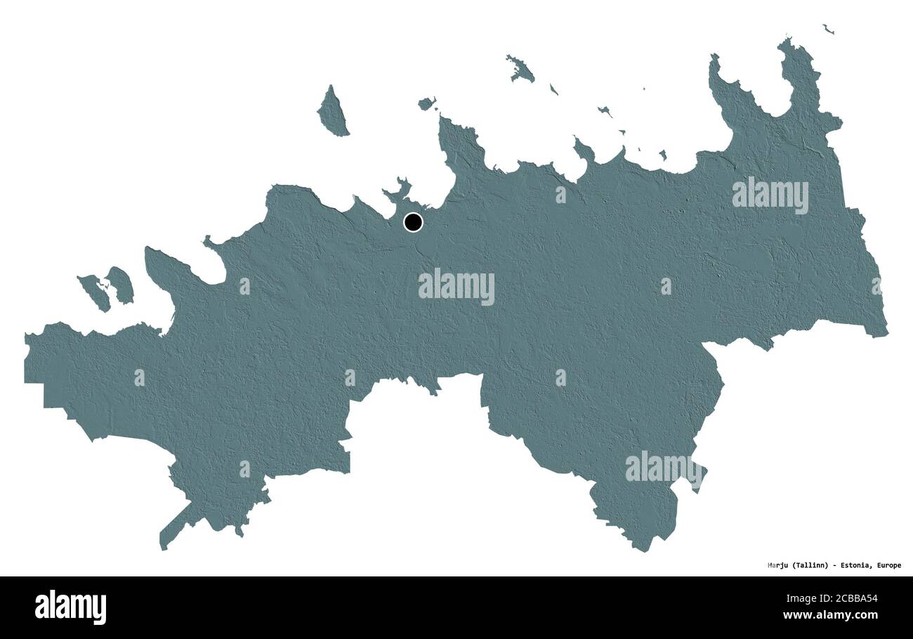 Shape of Harju, county of Estonia, with its capital isolated on white ...