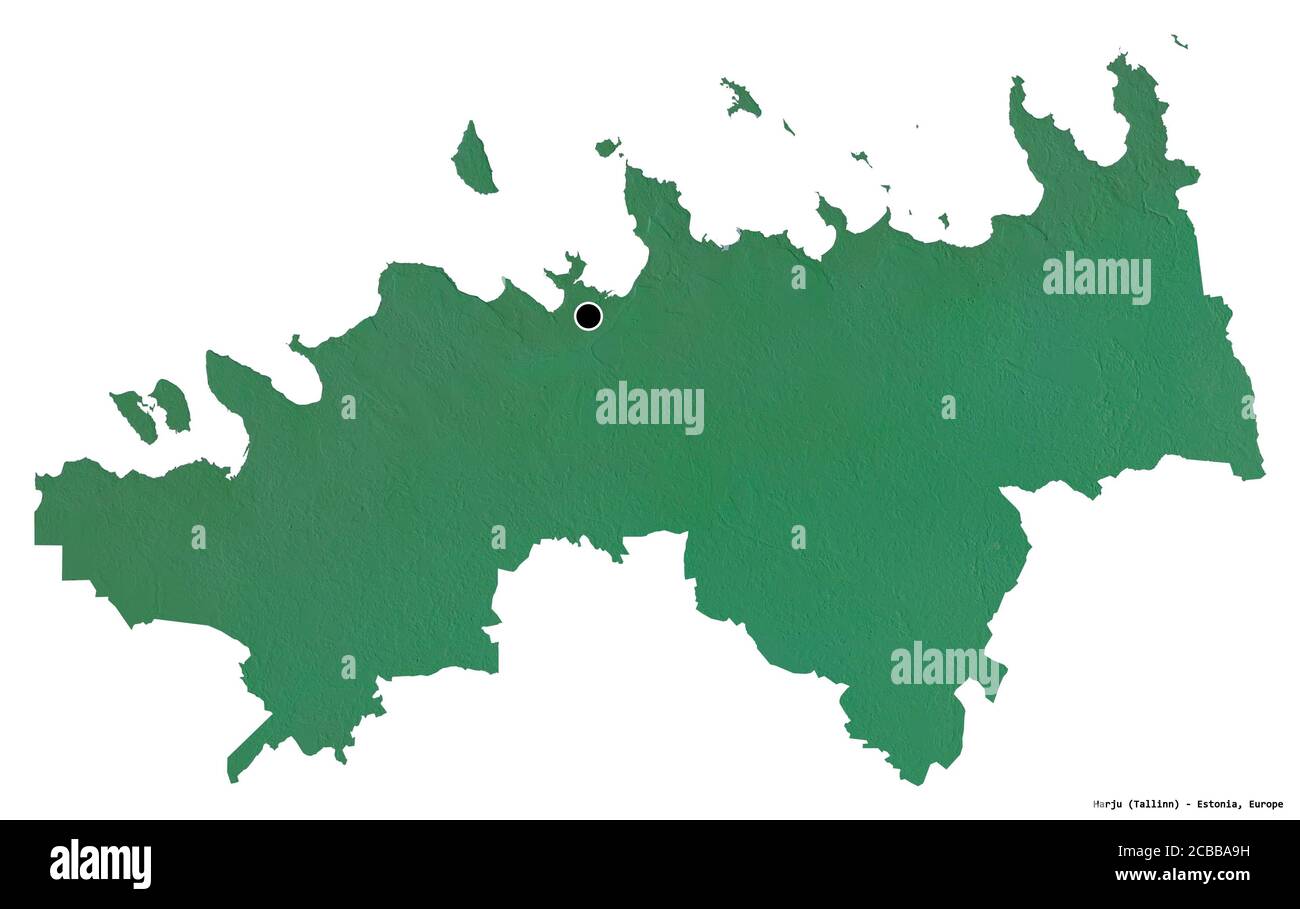 Shape of Harju, county of Estonia, with its capital isolated on white ...