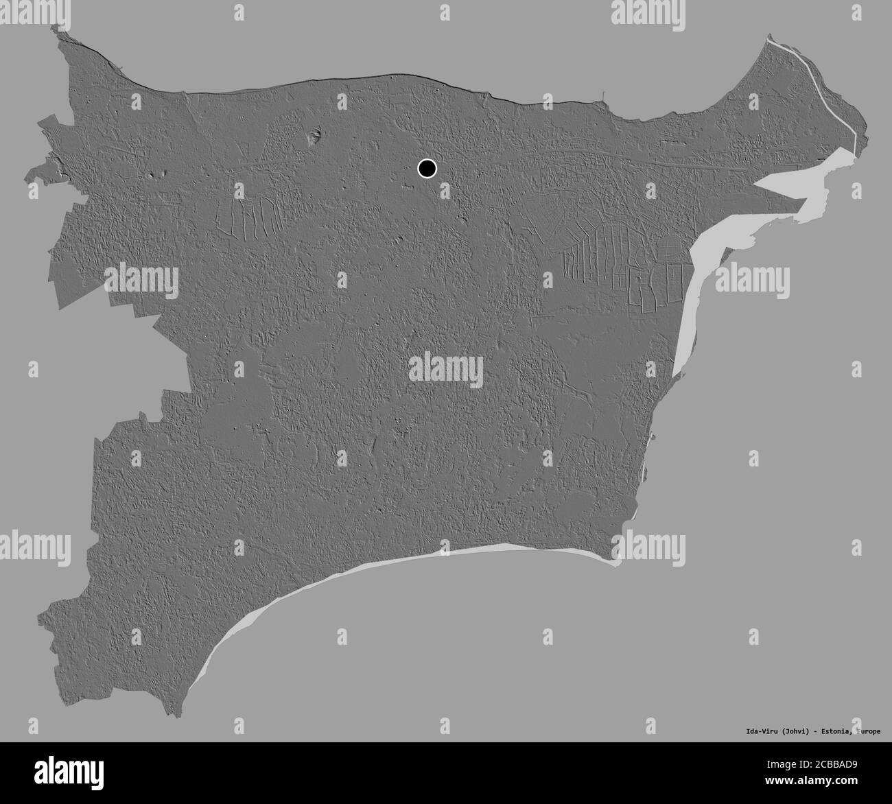 Shape of Ida-Viru, county of Estonia, with its capital isolated on a ...