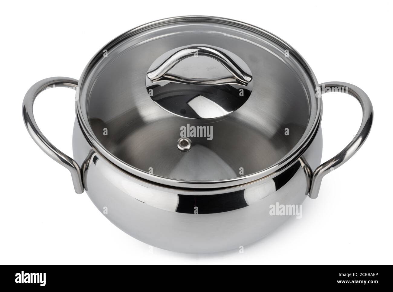 New metal cooking pot isolated on white Stock Photo - Alamy
