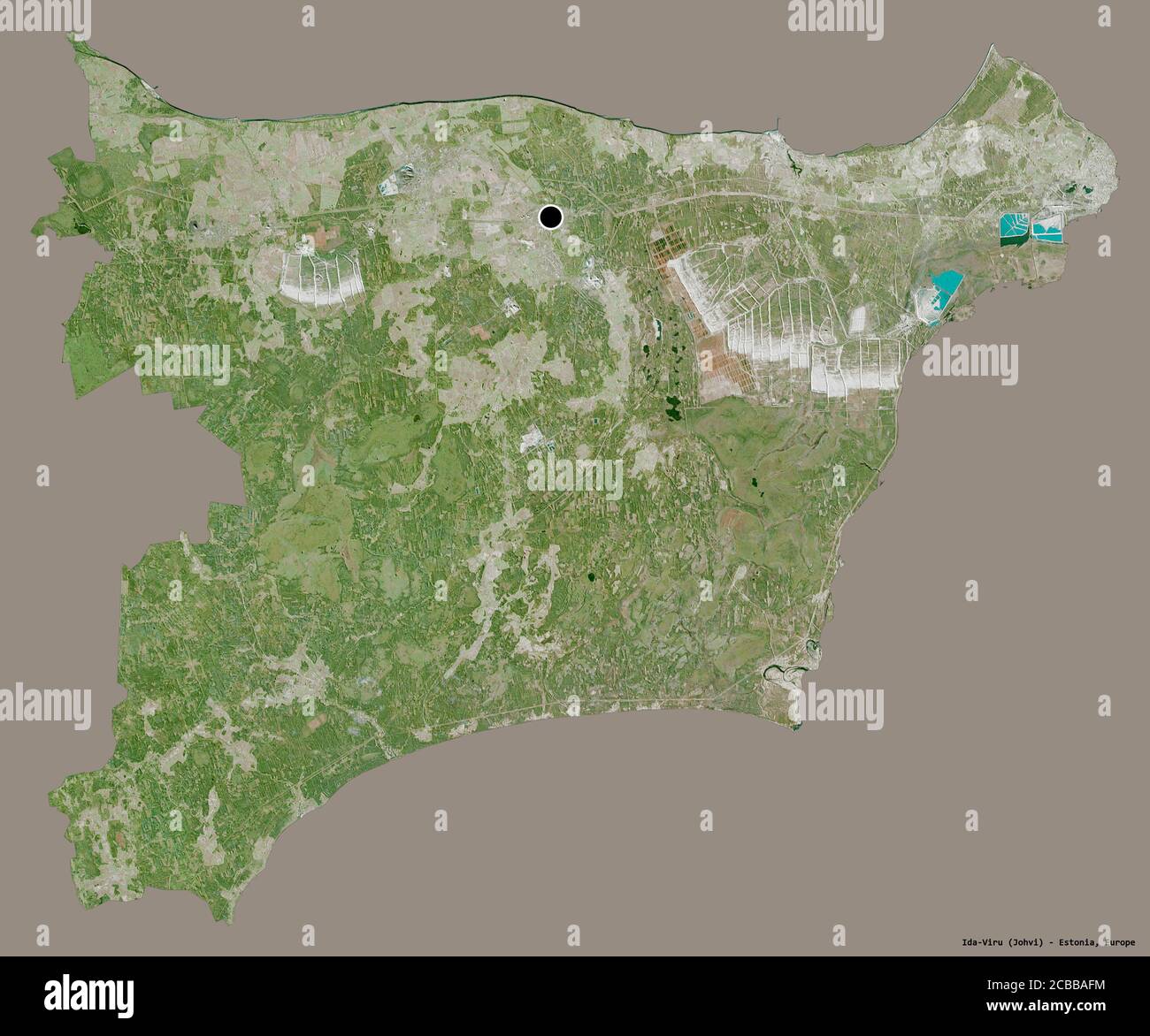 Shape of Ida-Viru, county of Estonia, with its capital isolated on a ...