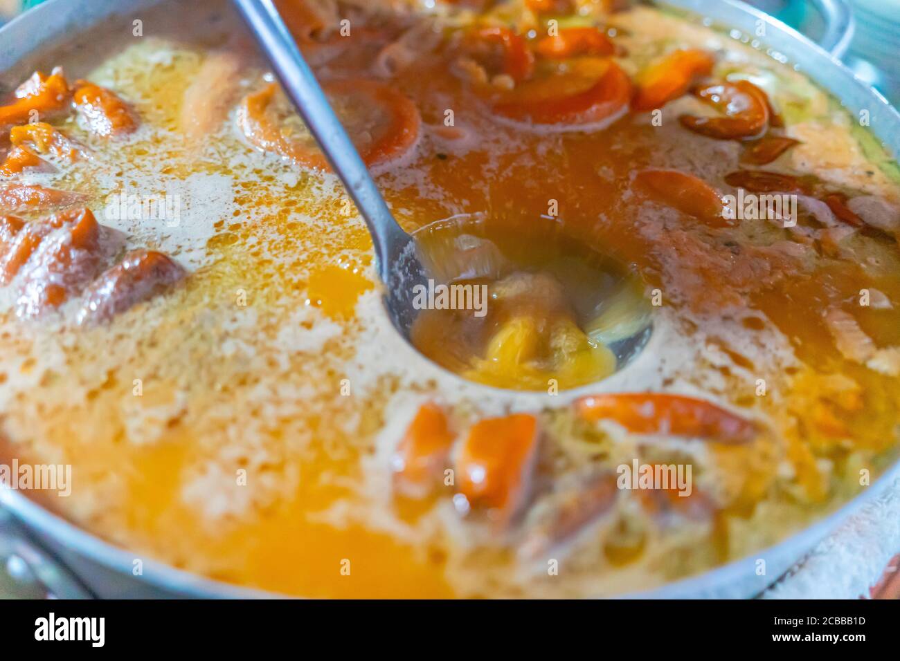 Close focus of Vietnamese braised beef offal or beef offal stew ( pha ...