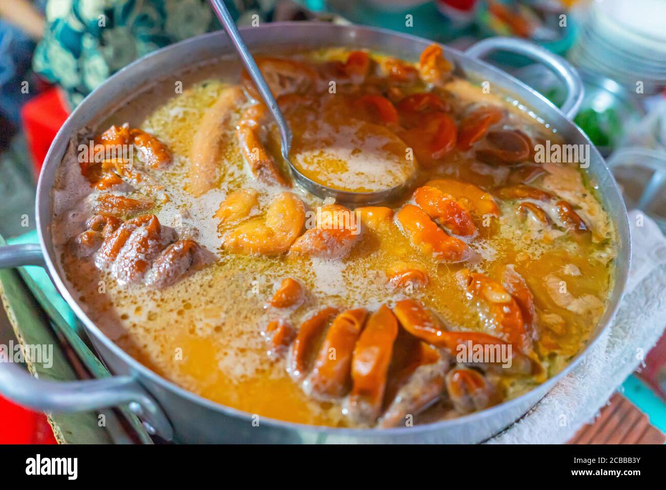 Close focus of Vietnamese braised beef offal or beef offal stew ( pha ...