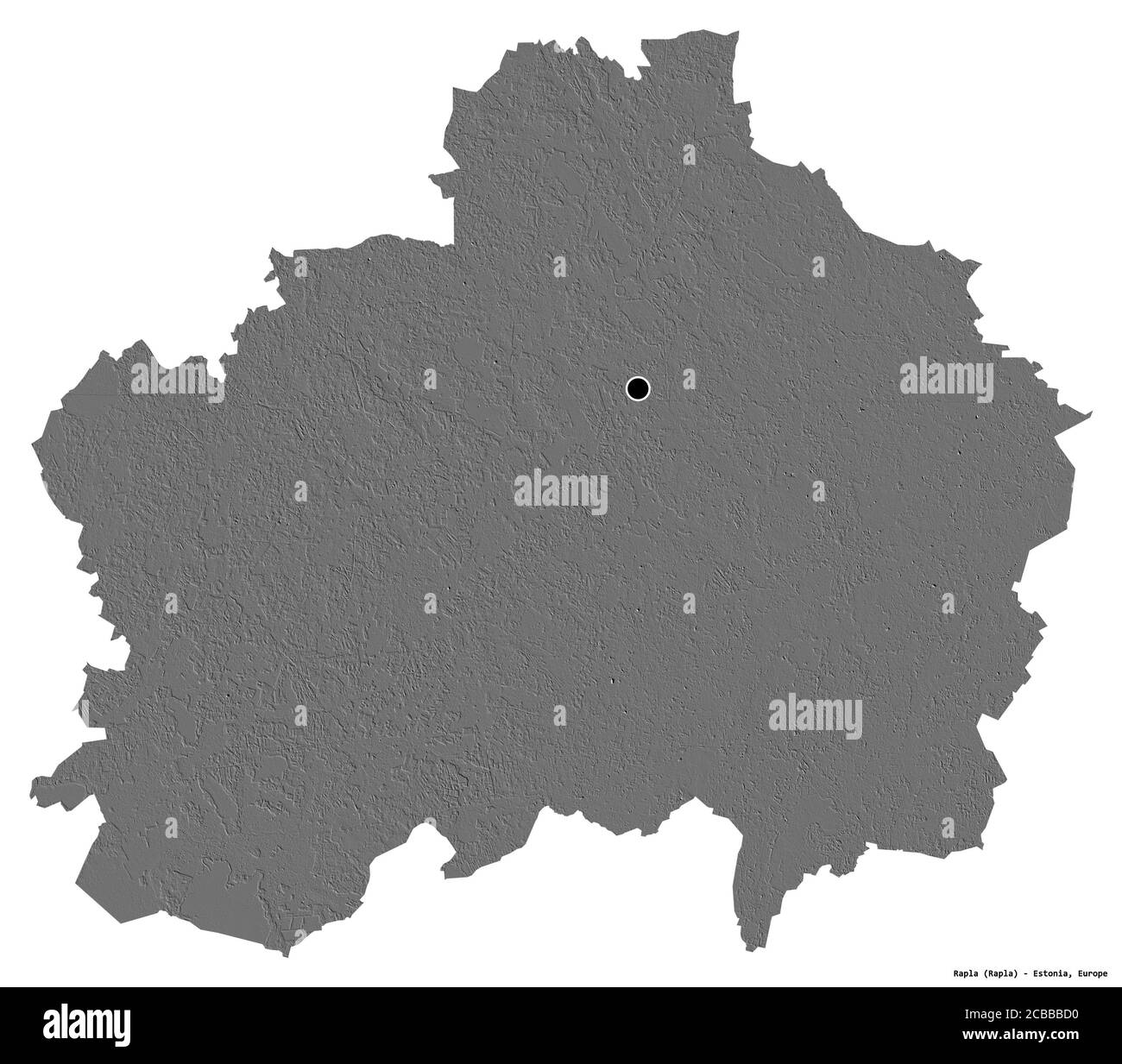 Shape of Rapla, county of Estonia, with its capital isolated on white ...