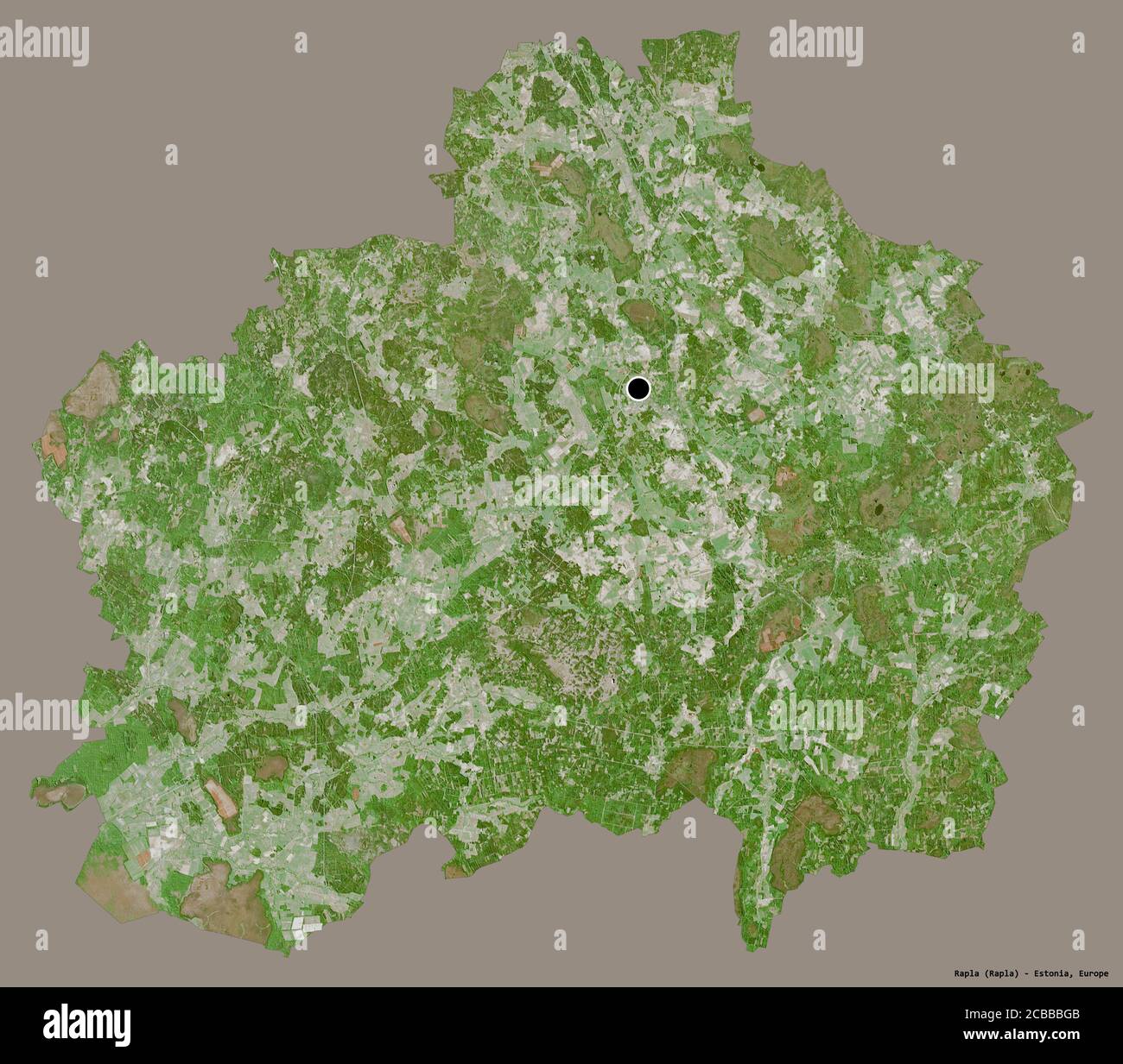 Shape of Rapla, county of Estonia, with its capital isolated on a solid ...