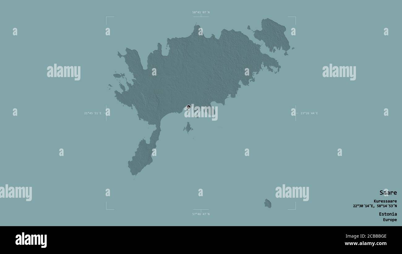Area of Saare, county of Estonia, isolated on a solid background in a ...