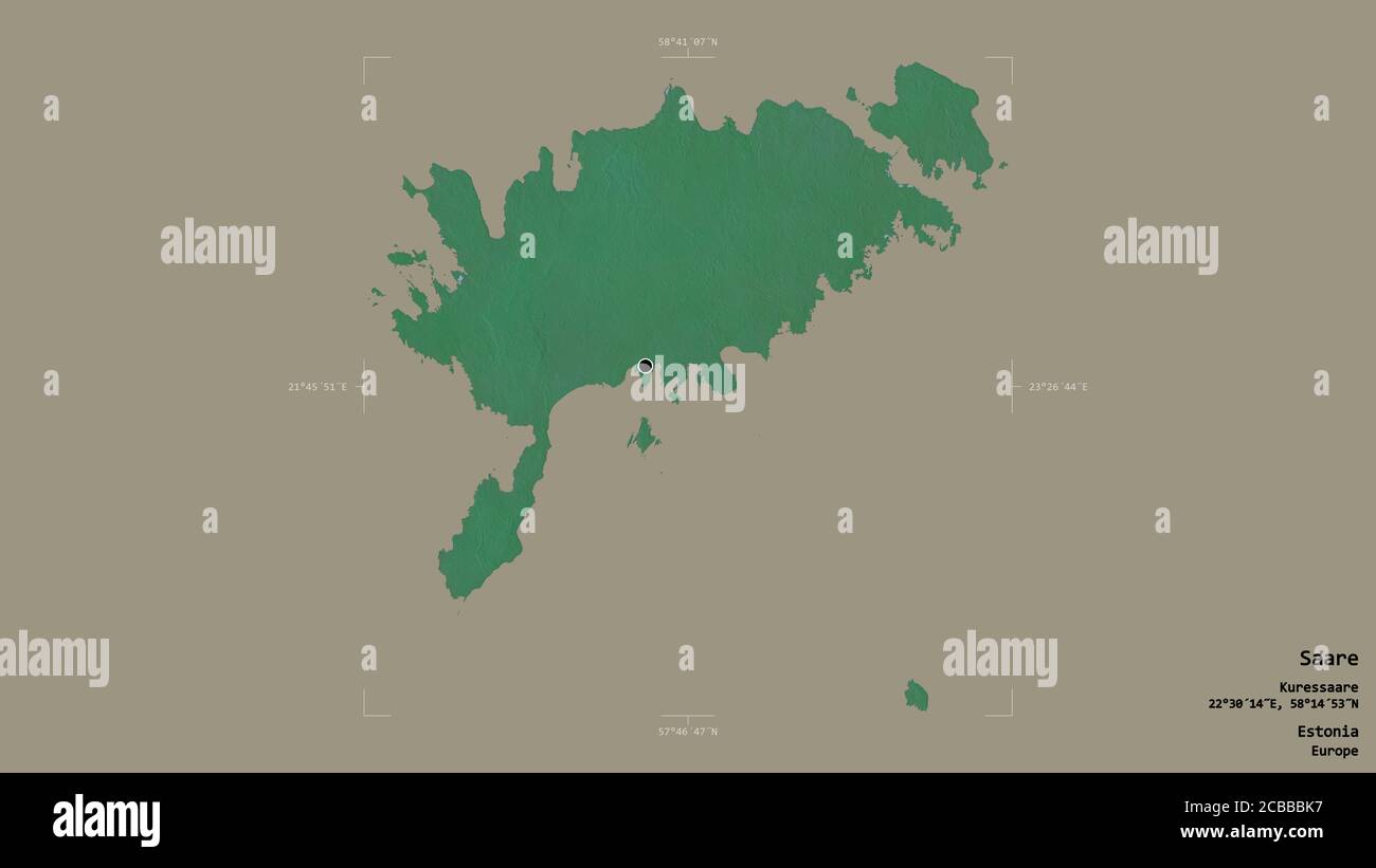 Area of Saare, county of Estonia, isolated on a solid background in a ...