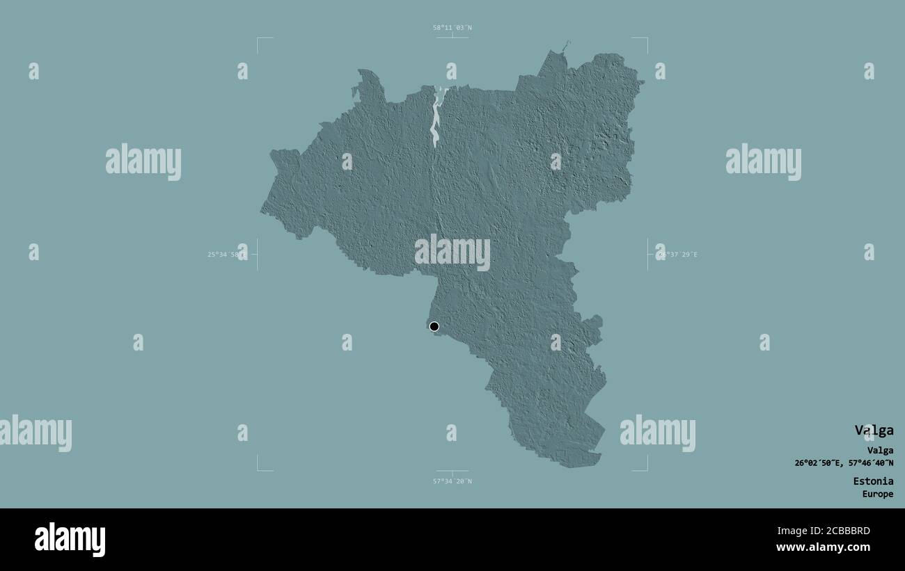 Area of Valga, county of Estonia, isolated on a solid background in a ...