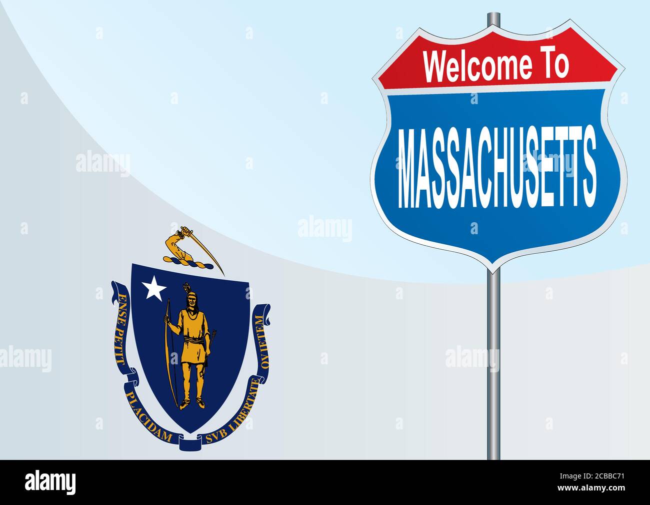 road sign Welcome to the Commonwealth of Massachusetts Stock Vector ...