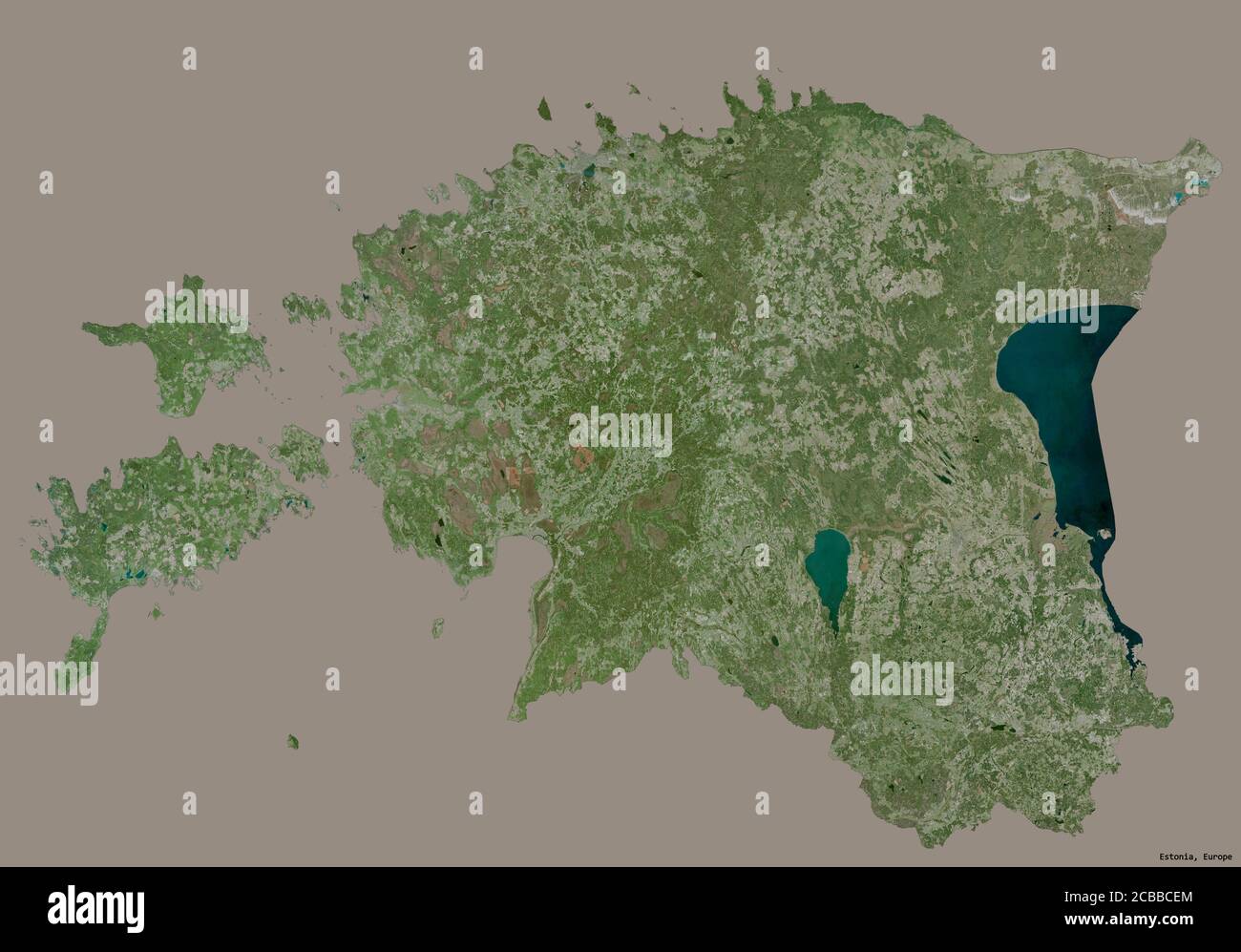 Shape of Estonia with its capital isolated on a solid color background ...