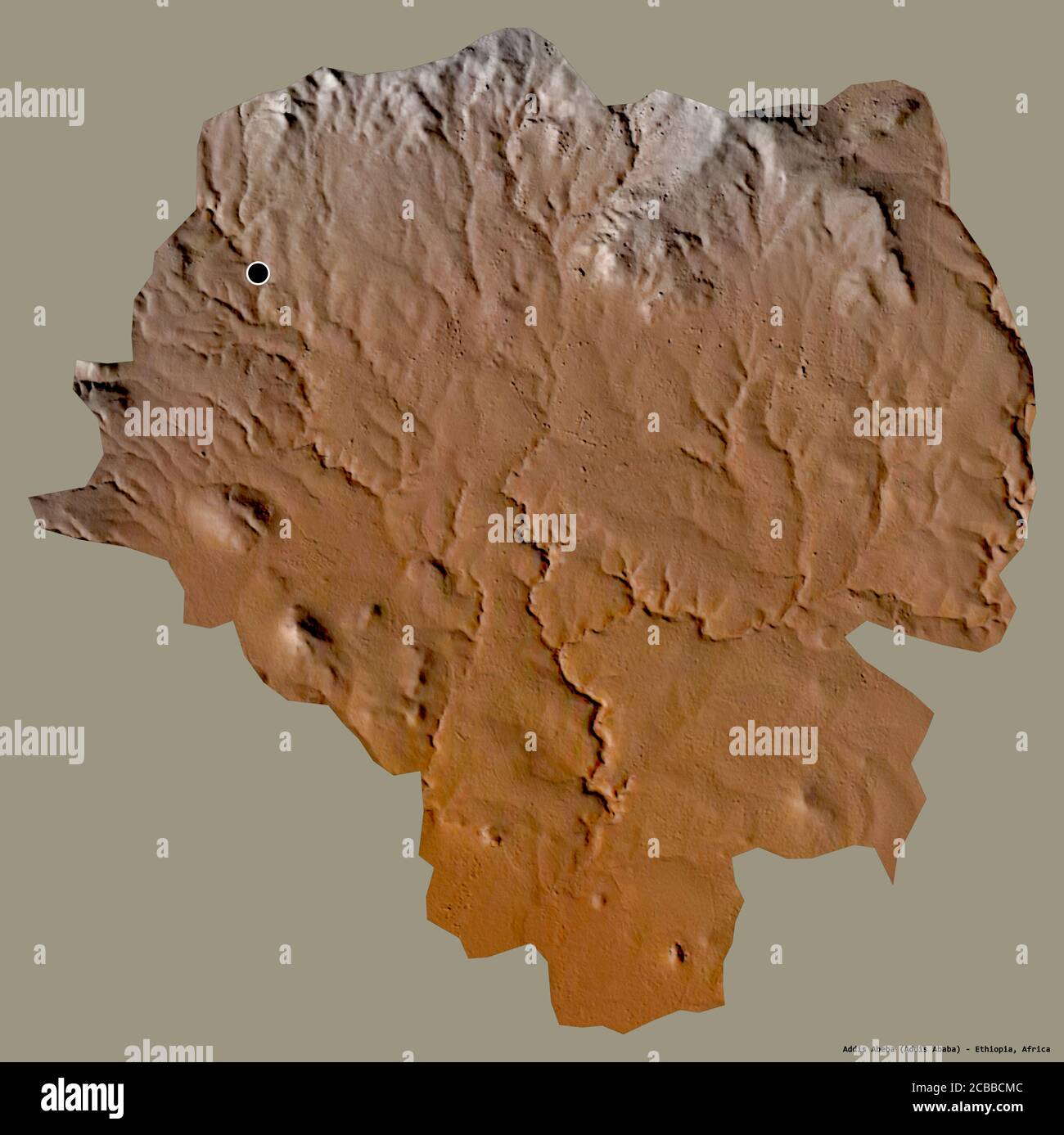 Shape of Addis Abeba, city of Ethiopia, with its capital isolated on a ...