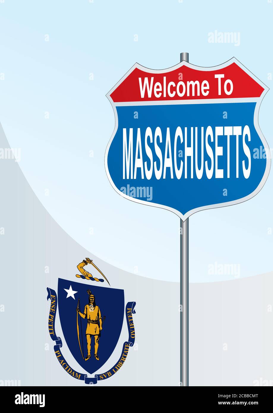 road sign Welcome to the Commonwealth of Massachusetts Stock Vector ...