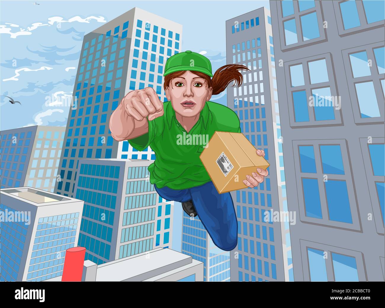 Delivery Courier Superhero Flying Super Hero Stock Vector Image & Art ...