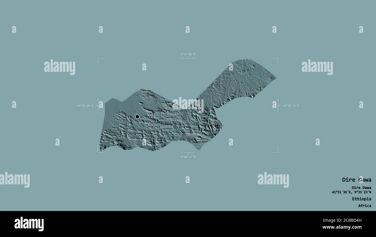 Area of Dire Dawa, city of Ethiopia, isolated on a solid background in ...