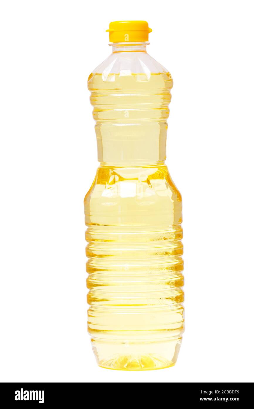 Vegetable oil bottle isolated on white background Stock Photo - Alamy