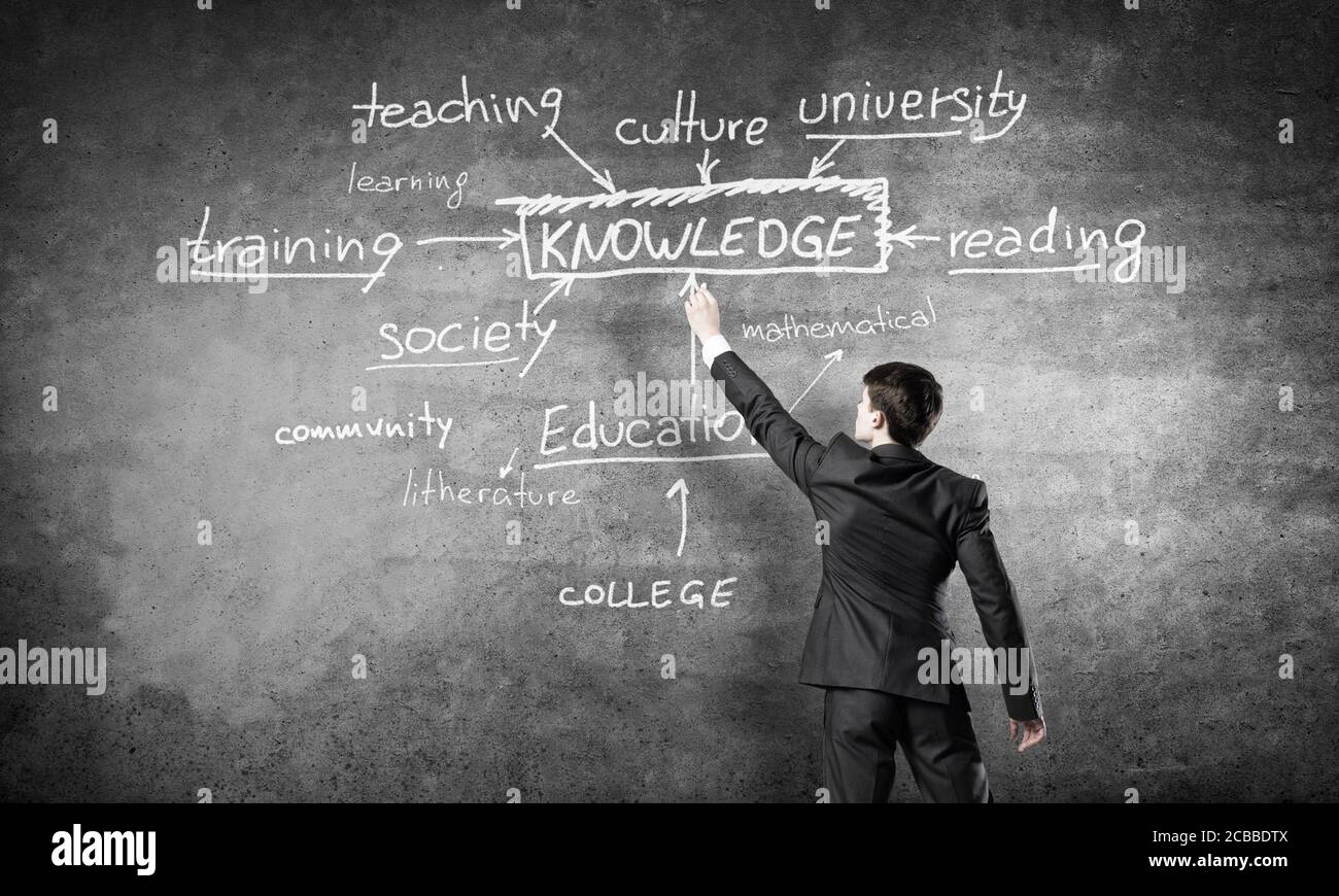 Man draw on chalkboard Stock Photo - Alamy