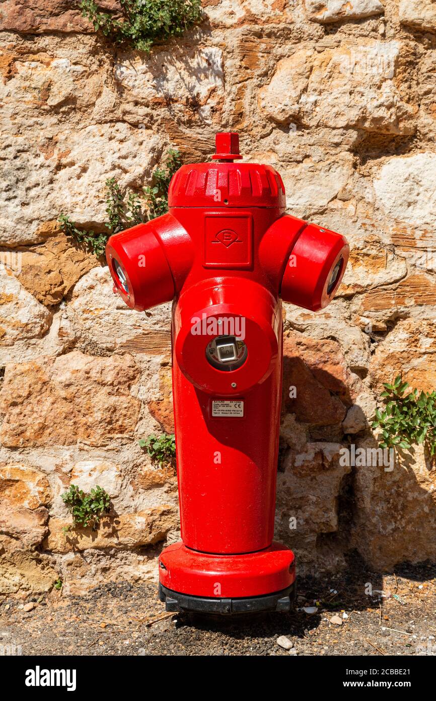 Red Fire Hydrant, in the village of Roussillon, Luberon, France Stock ...