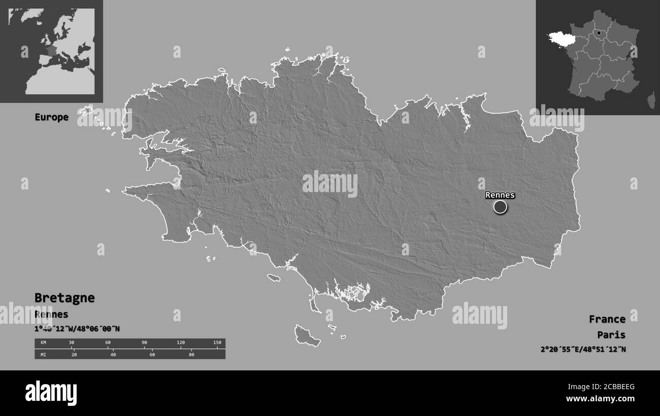 Bretagne region map Black and White Stock Photos & Images - Alamy