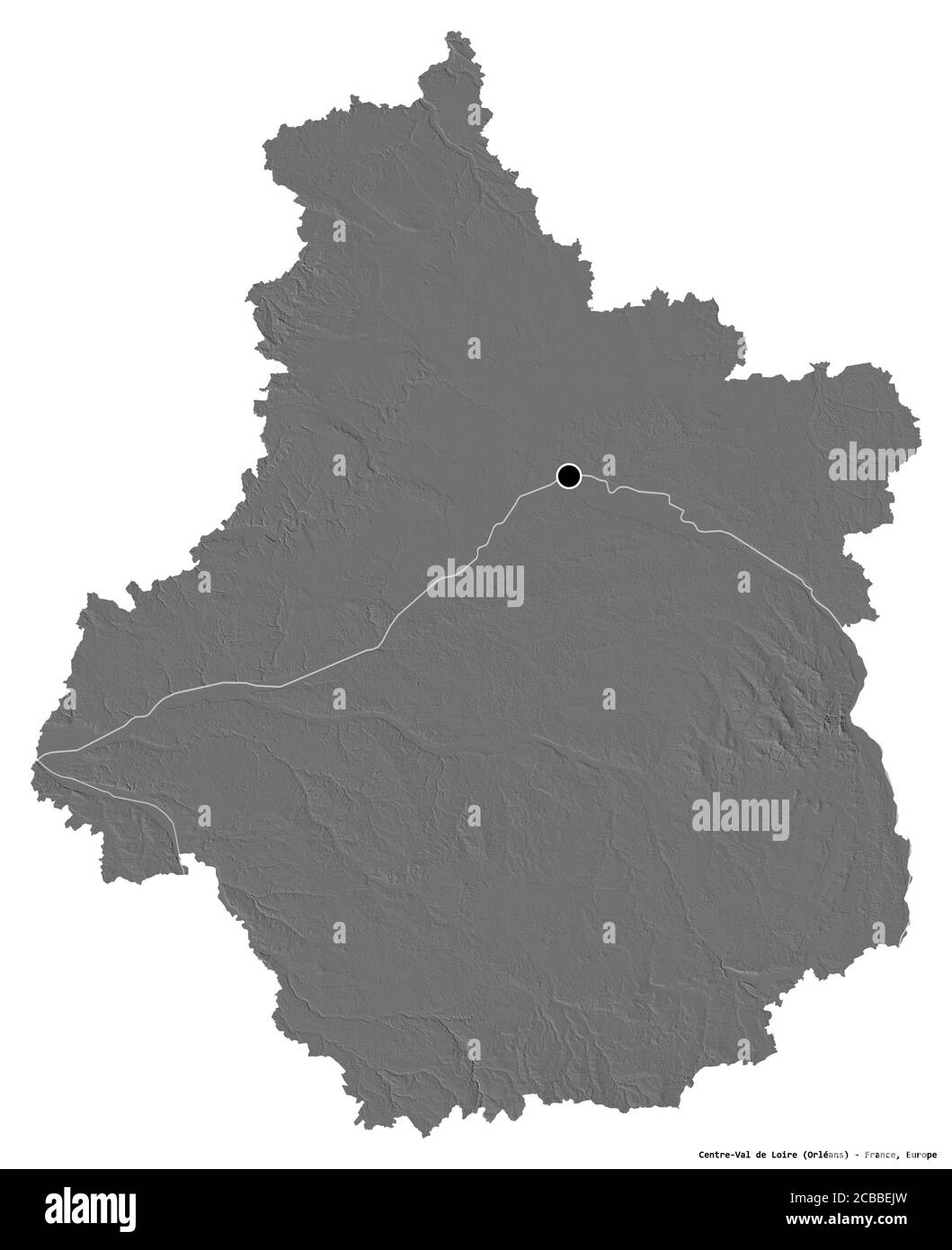 Shape of Centre-Val de Loire, region of France, with its capital ...