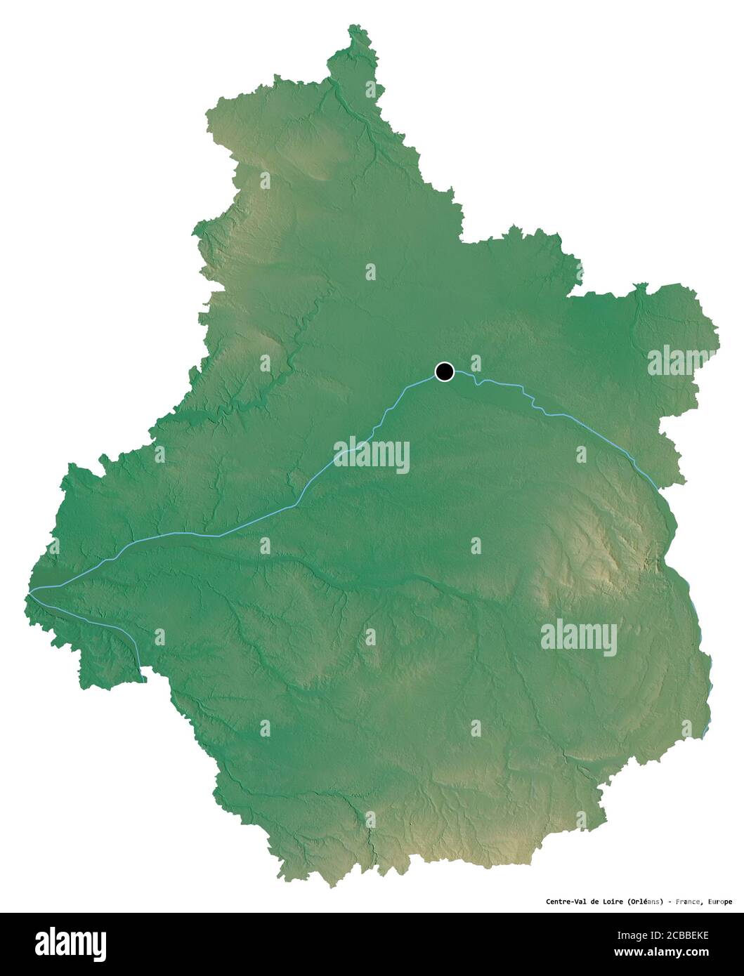 Shape of Centre-Val de Loire, region of France, with its capital ...