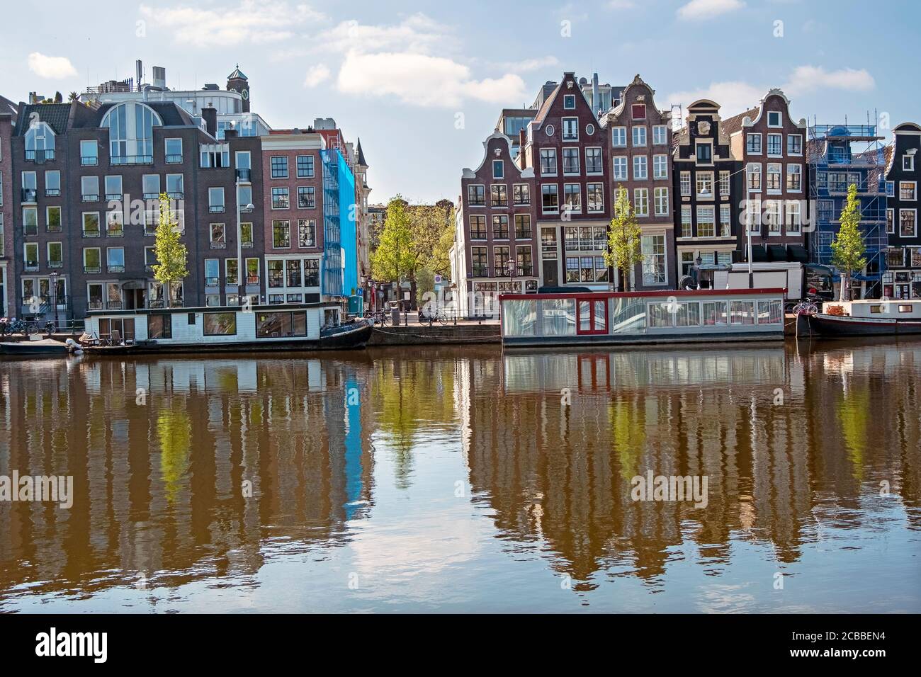 City scenic from Amsterdam at the river Amstel in the Netherlands Stock ...