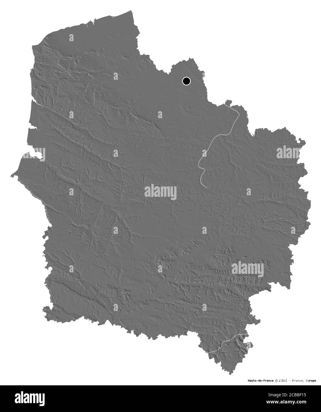 Shape of Hauts-de-France, region of France, with its capital isolated ...