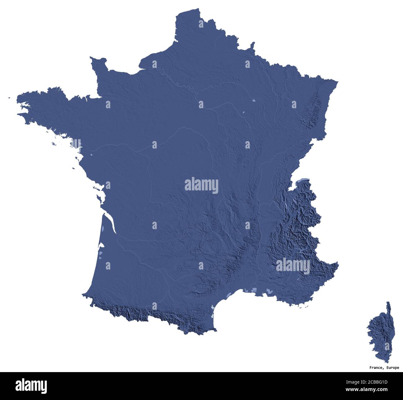 Shape of France with its capital isolated on white background. Colored ...