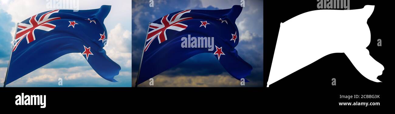 New zealand flag waving alpha hi-res stock photography and images - Alamy