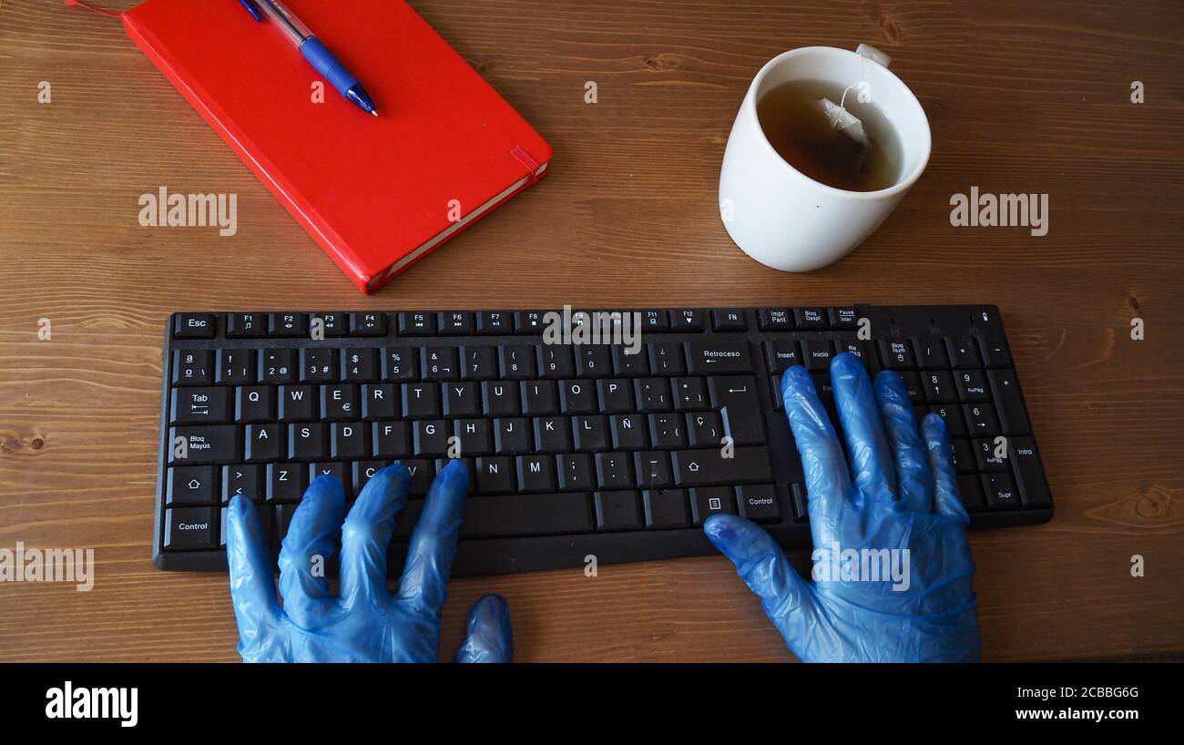 Computer Keyboard Hands Gloves Typing High Resolution Stock Photography ...
