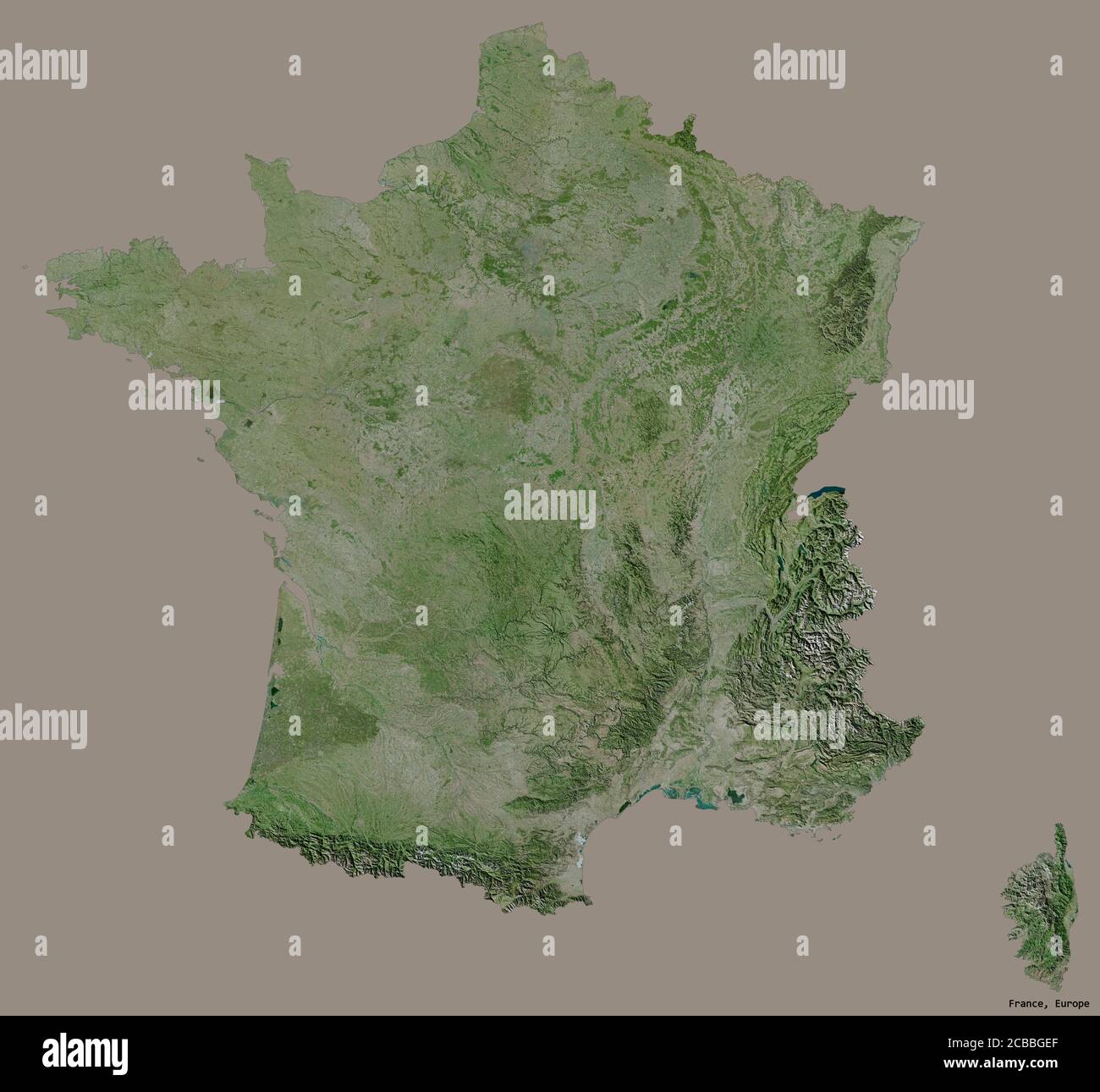 Shape of France with its capital isolated on a solid color background ...